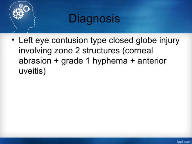 case of a blunt trauma to the left eye causing traumatic hyphema | PPT ...