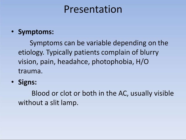 Hyphema | PPTX | Blood Disorders | Diseases and Conditions