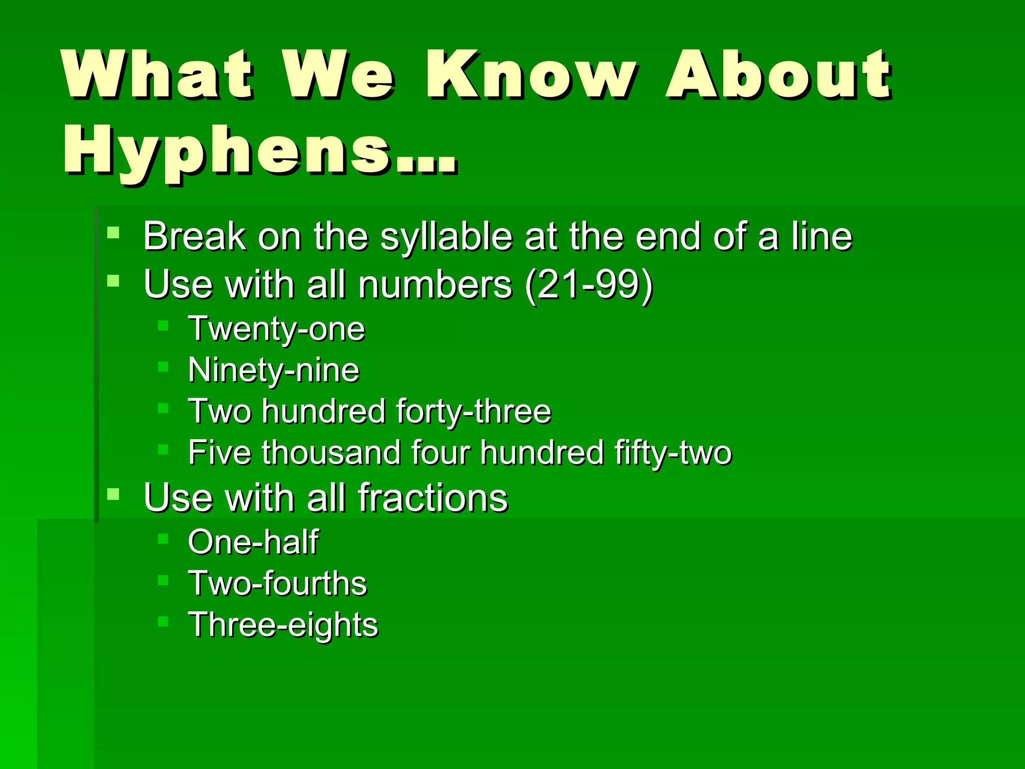 Hyphens | PPT | Programming Languages | Computing