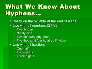 Hyphens | PPT | Programming Languages | Computing