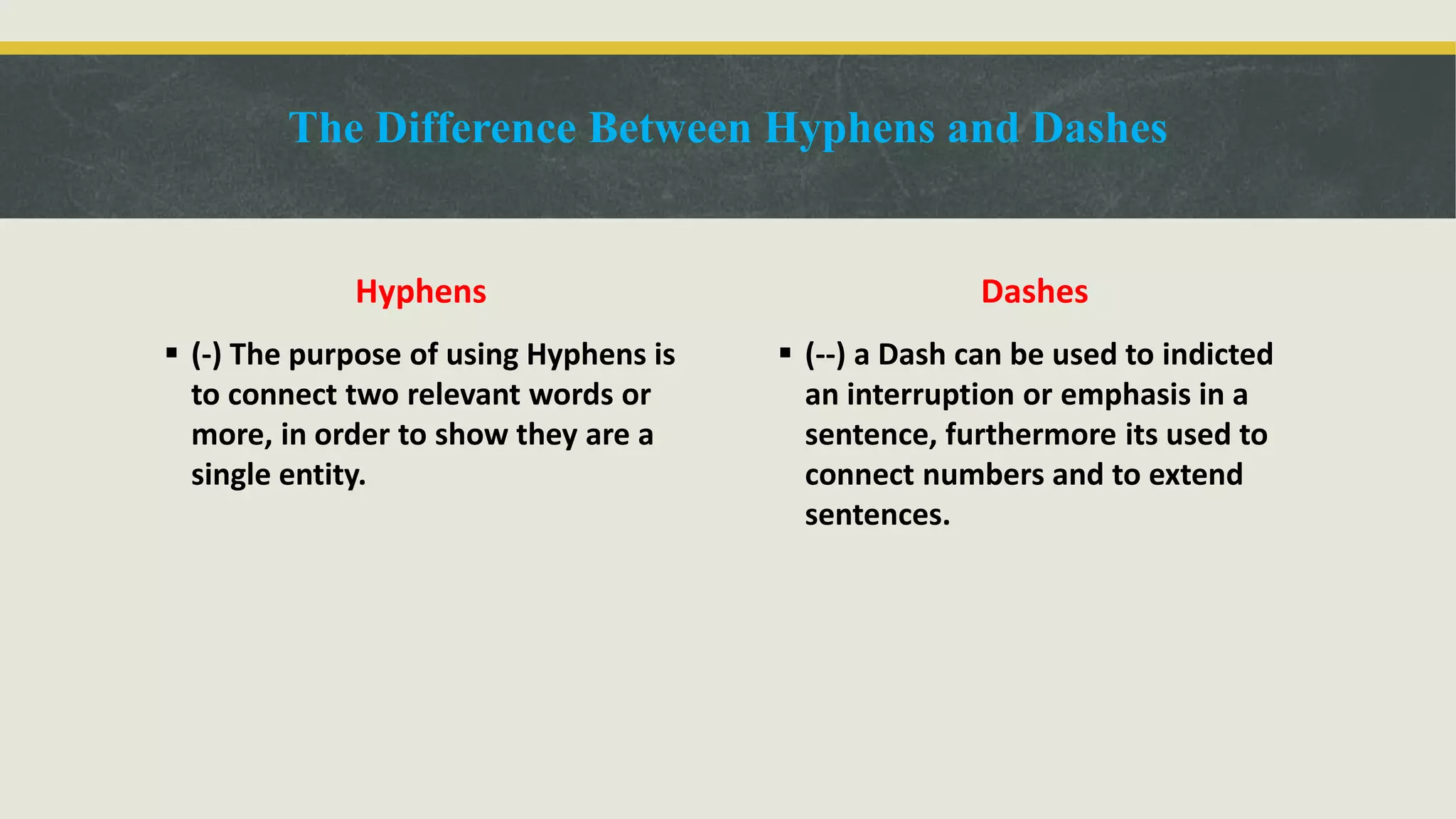 Hyphens and Dashes | PPTX