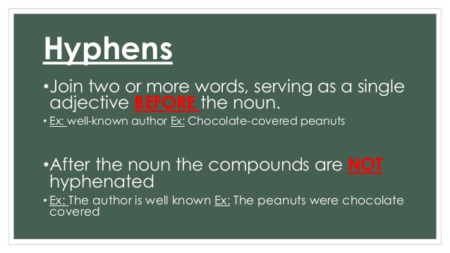 Hyphens and dashes