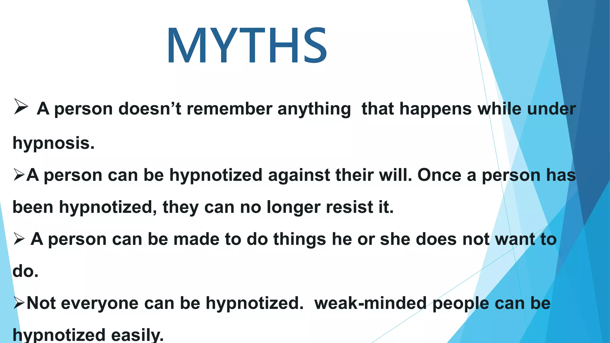 Psychology - Hypnosis :myths and facts | PPTX