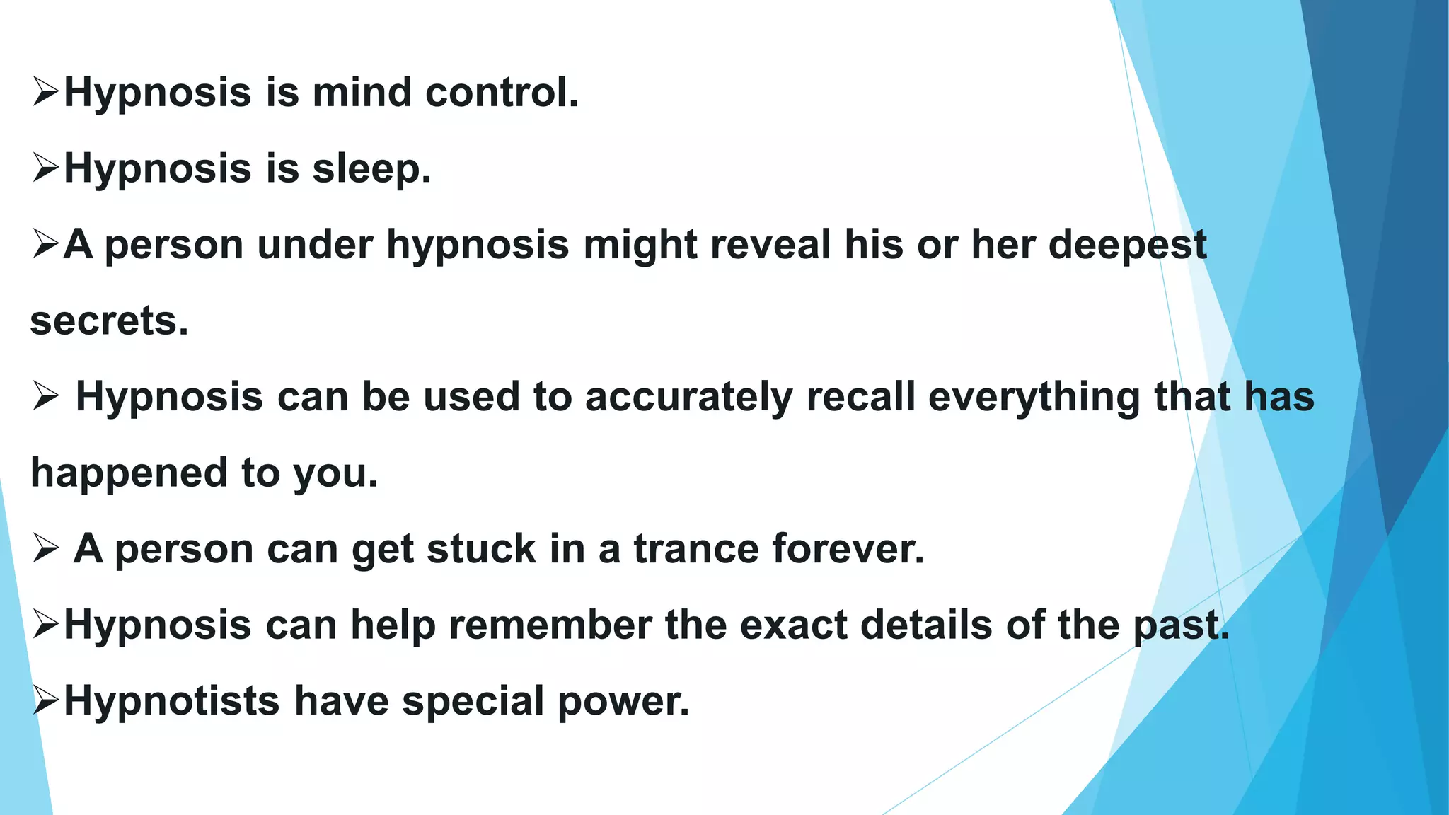 Psychology - Hypnosis :myths and facts | PPTX