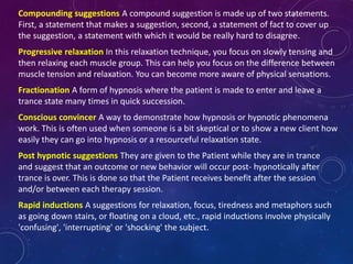 hypnosis (a technique to treat patients with psychological disorders ...