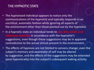 hypnosis (a technique to treat patients with psychological disorders ...