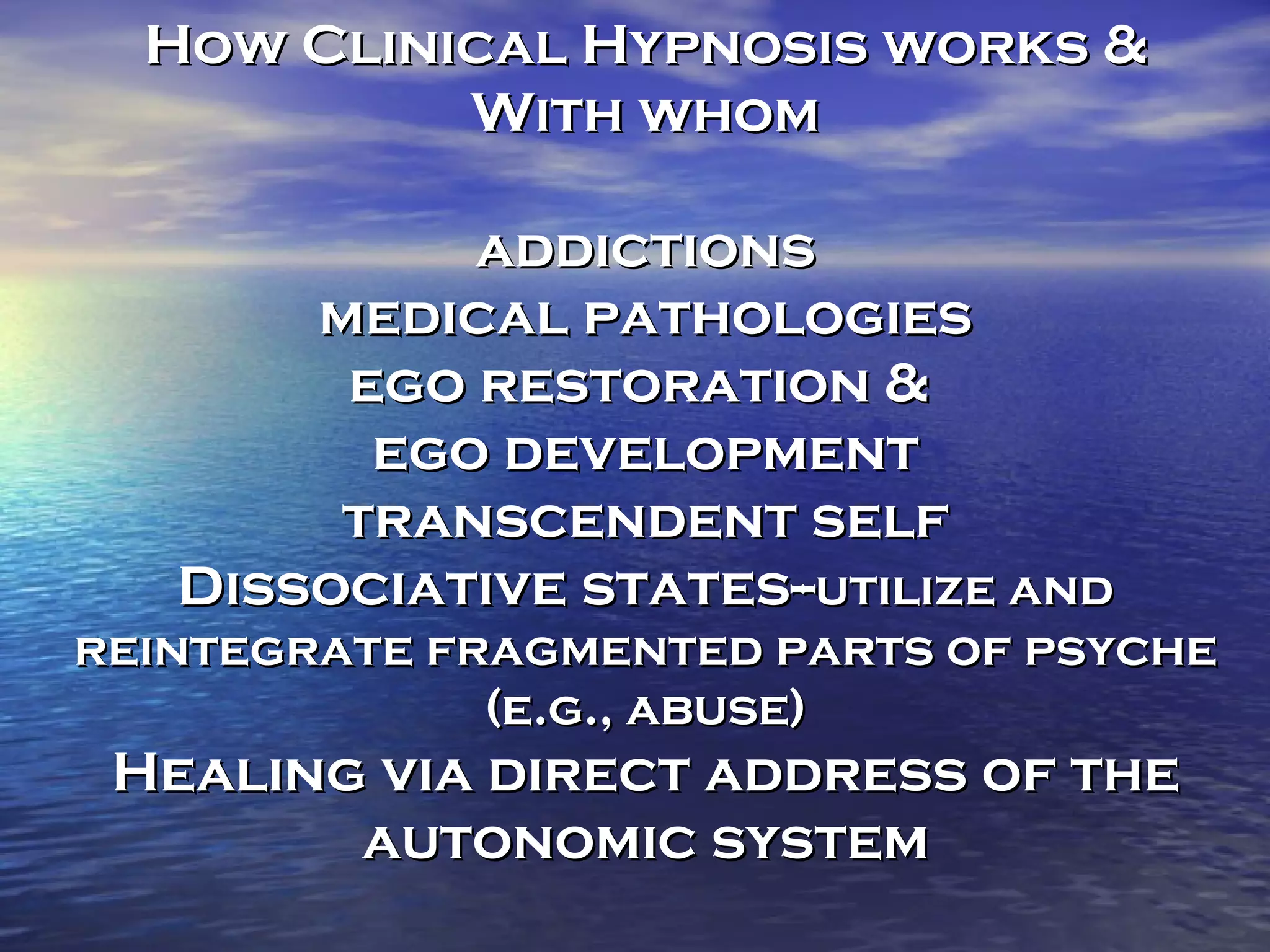 Verbal First Aid and Principles of Hypnosis For Clinicians | PPT