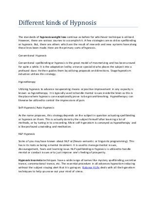Different kinds of Hypnosis