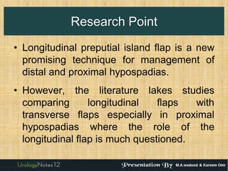 Hypospadias 2 new techniques: longitudinal preputial flap & single ...