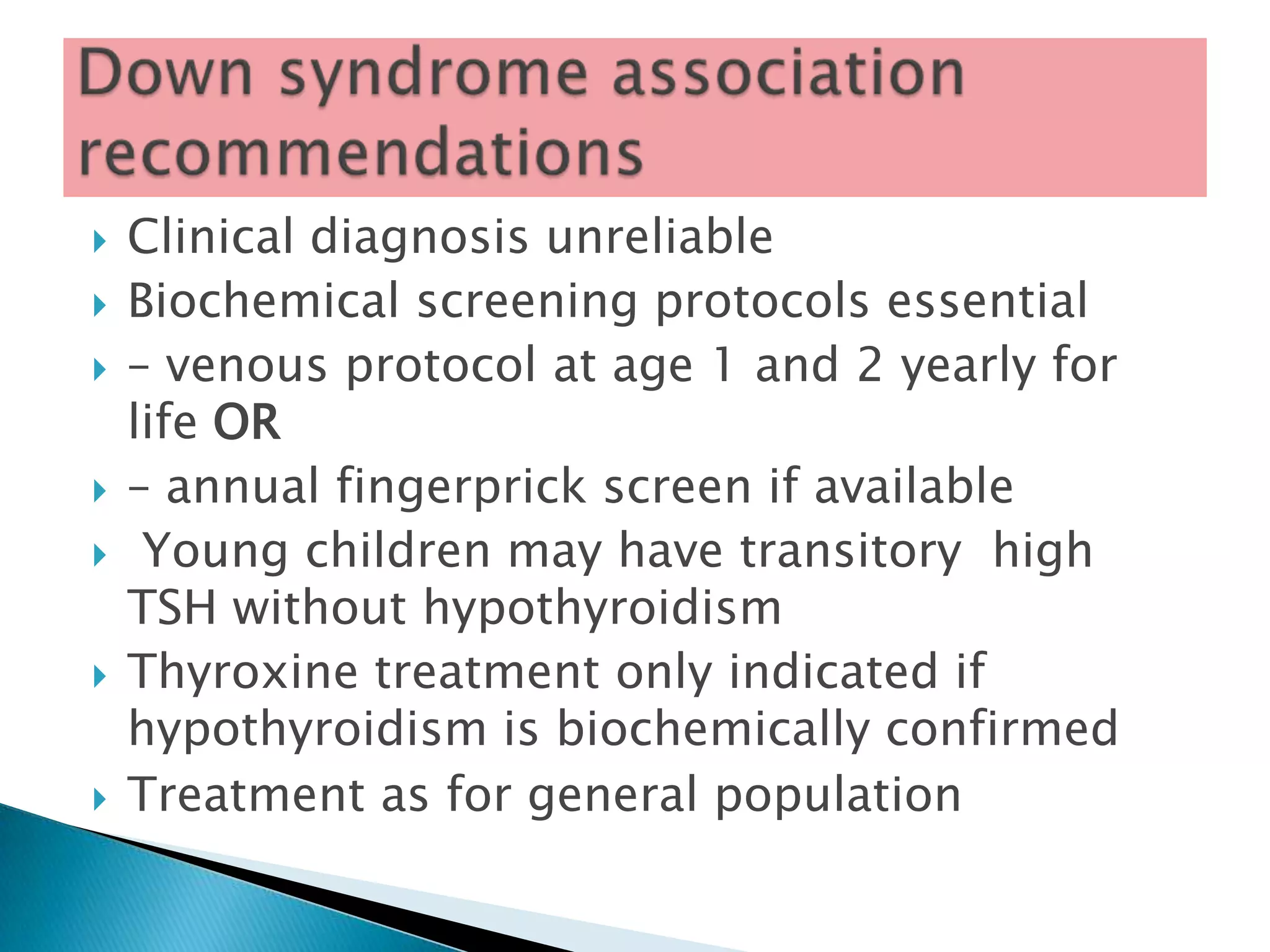 hypothyrodsim in trisomy 21 | PPT