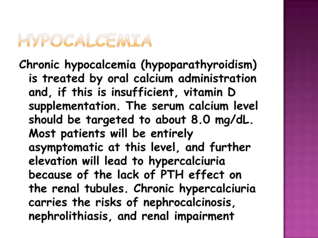 Hypocalcemia and Polyuria | PPT
