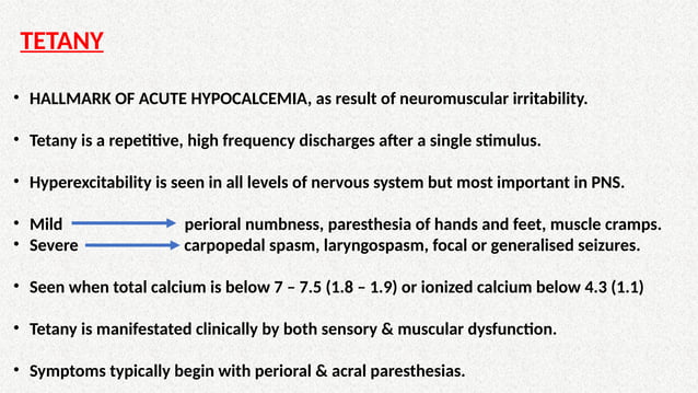 HYPOCALCEMIA: causes and approach to management | PPTX