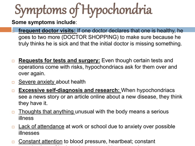 Hypochondriasis by RITIKA SONI | PPTX | Brain and Nervous System Disorders | Diseases and Conditions