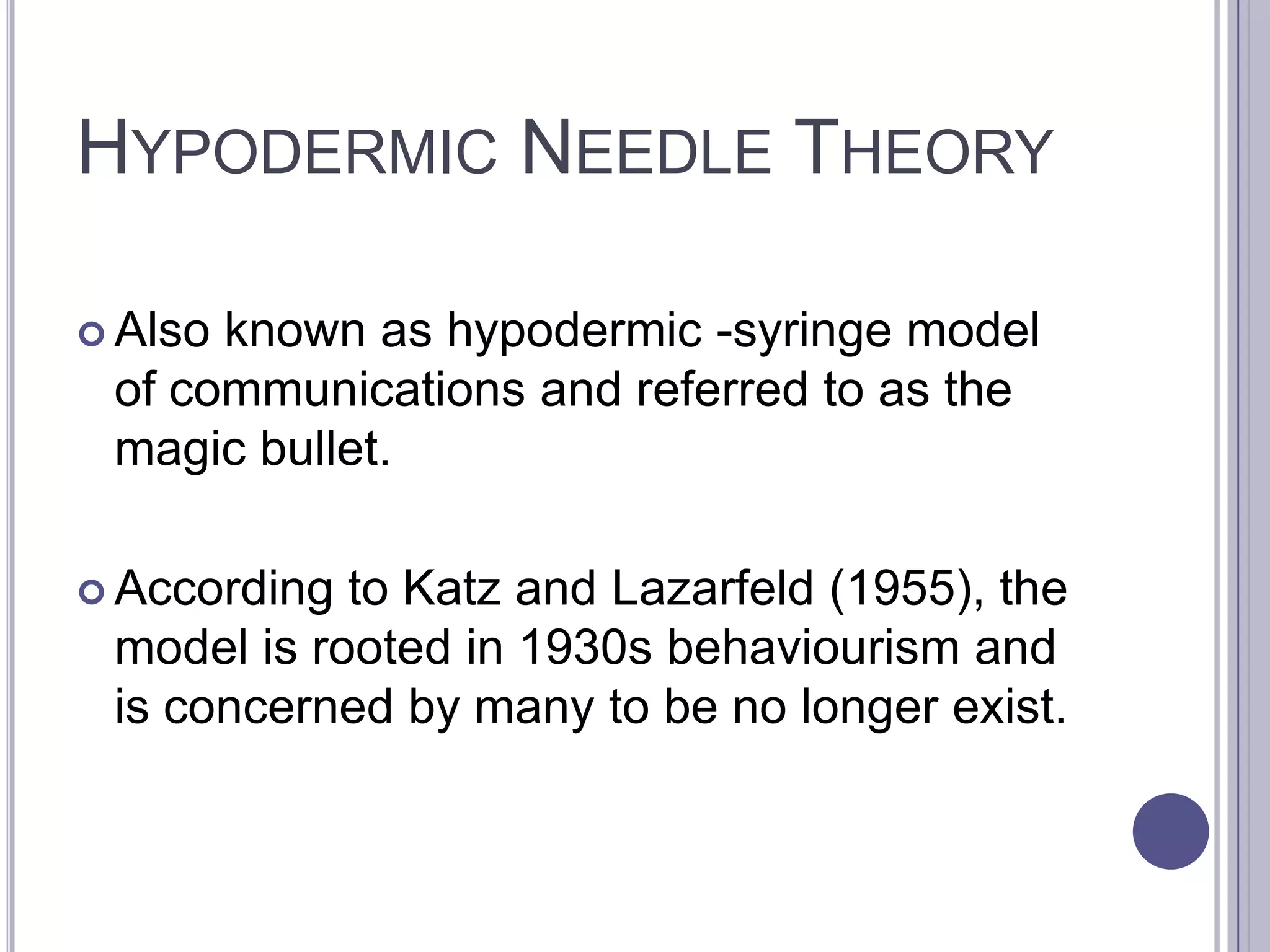 Hypodermic needle theory | PPTX