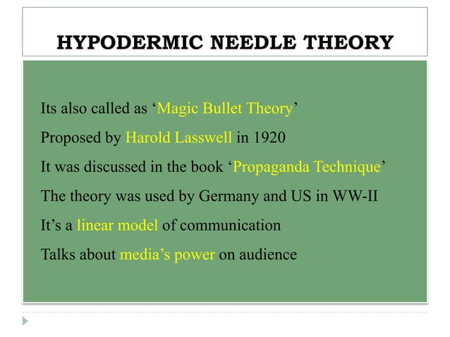 Hypodermic needle theory | PPTX