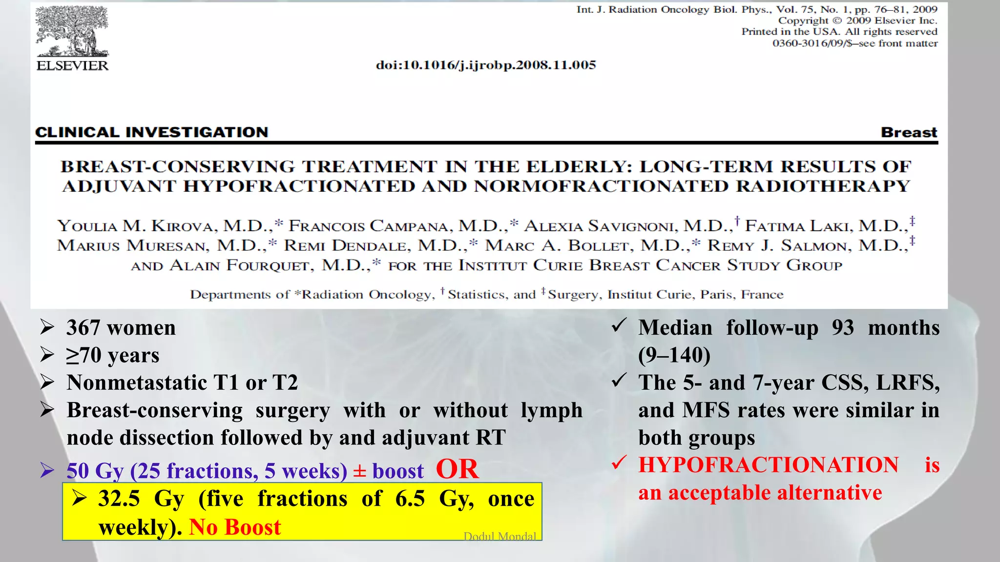 Hypofractionation in breast cancer | PDF