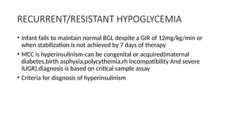hypoglycemia in neonates Presentation new | PPTX