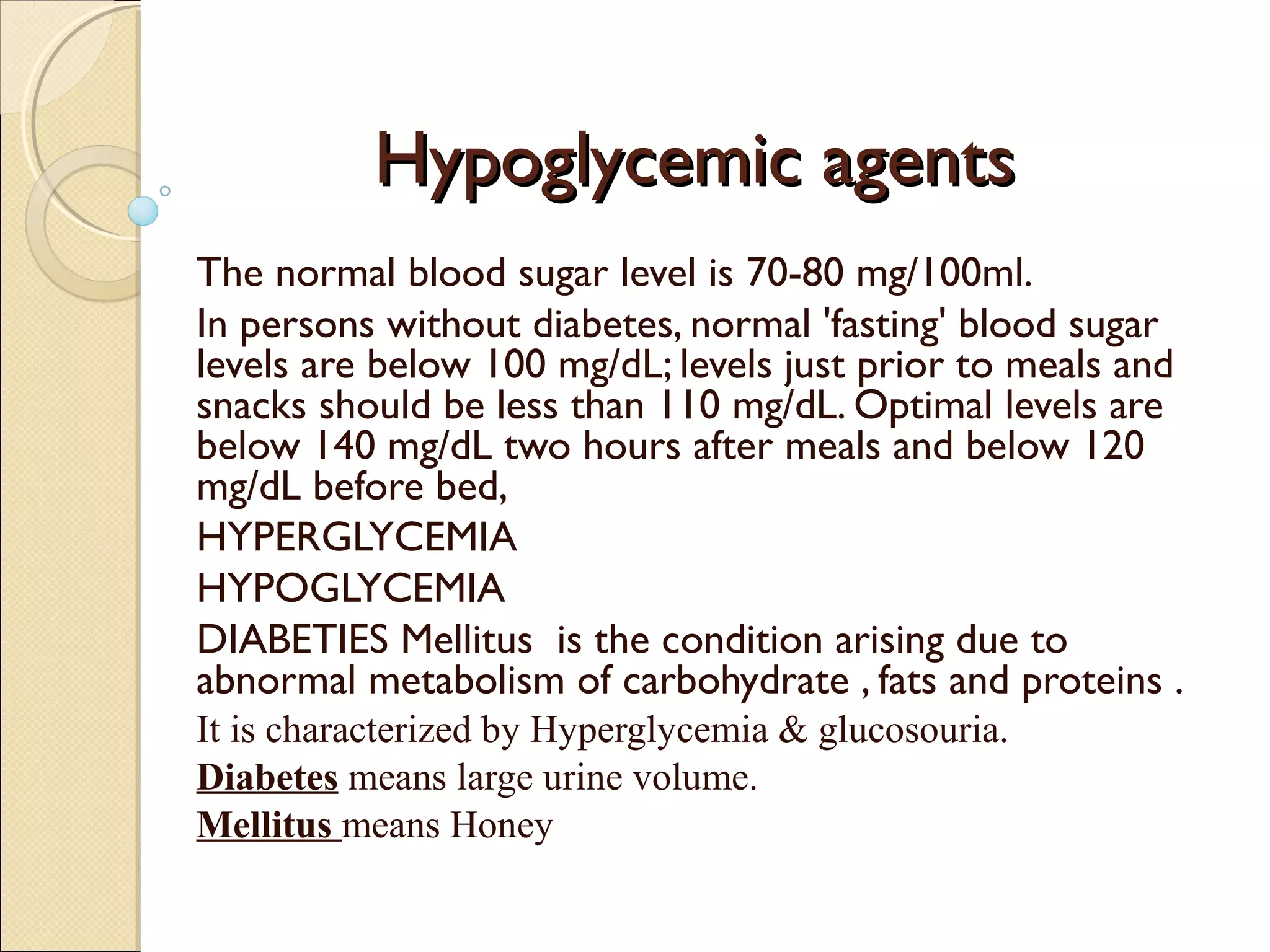 Hypoglycemic agents | PPT