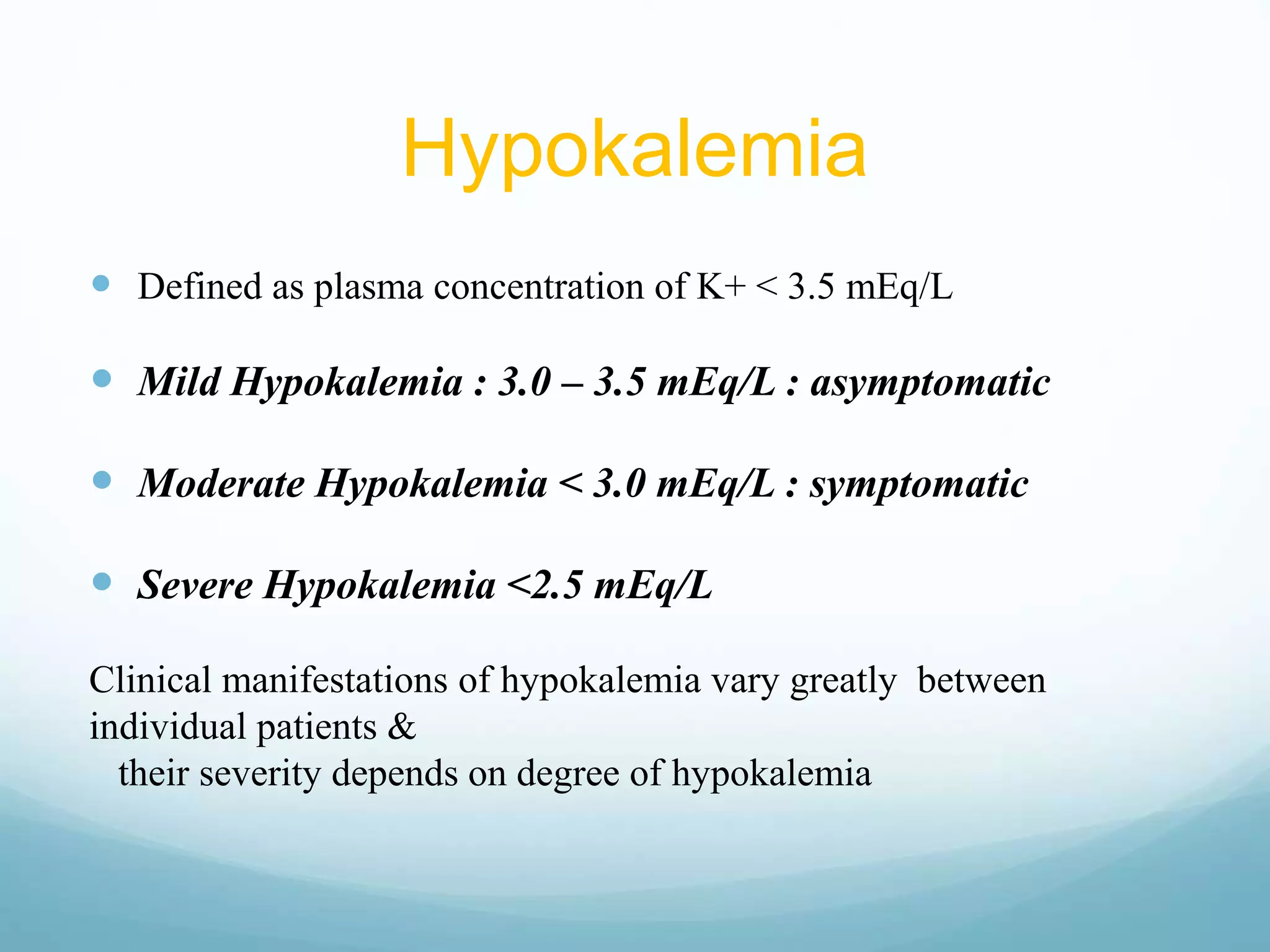 Hypokalemia diagnosis, causes and treatment | PPTX