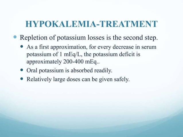 Hypokalemia diagnosis, causes and treatment | PPTX