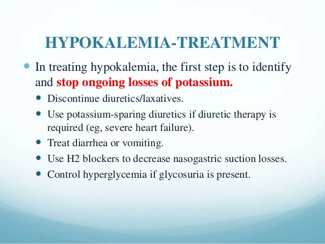 Hypokalemia diagnosis, causes and treatment