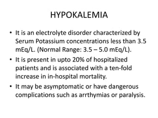 Hypokalemia - Approach and Management | PPTX