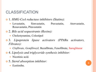 Drugs used in Treatment of Hyperlipidemia | PPTX