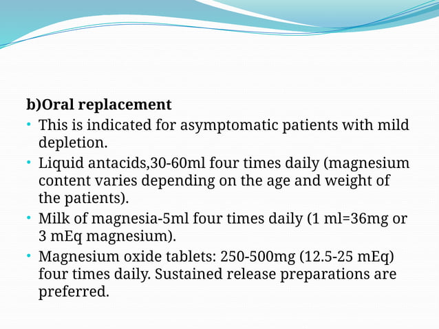 presentation and management of hypomagnesemia | PPT