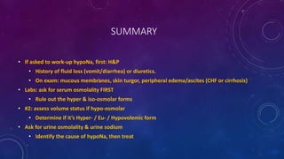 Hyponatremia- A low sodium concentration in the blood | PPTX