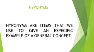 presentation about hyponyms | PPTX