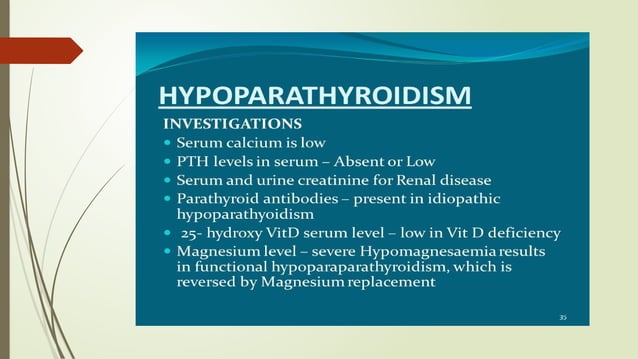 Hypoparathyroidism ( Endocrinology ) ... | PPTX