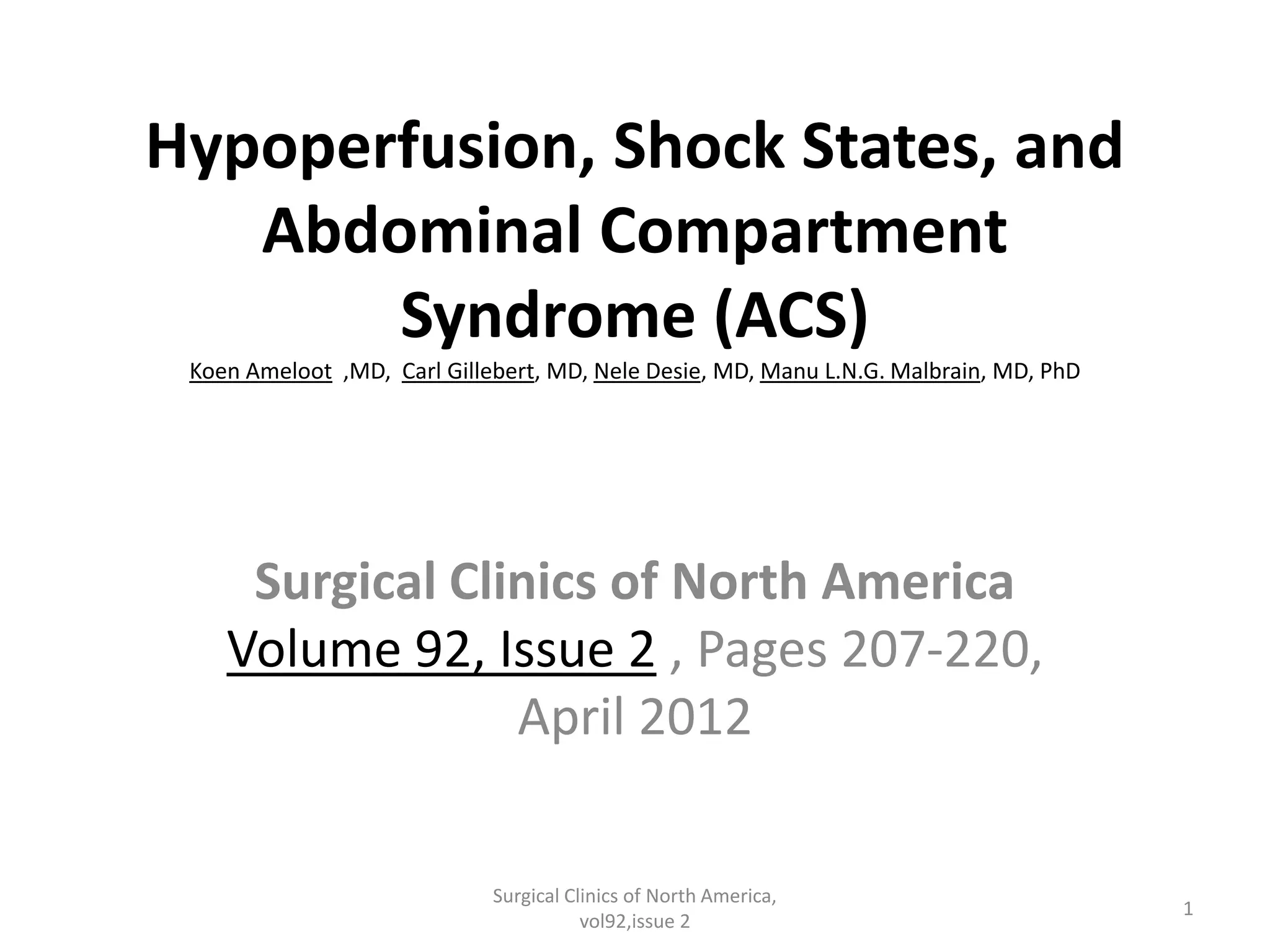 Hypoperfusion, shock states, and abdominal compartment | PPT | Free ...