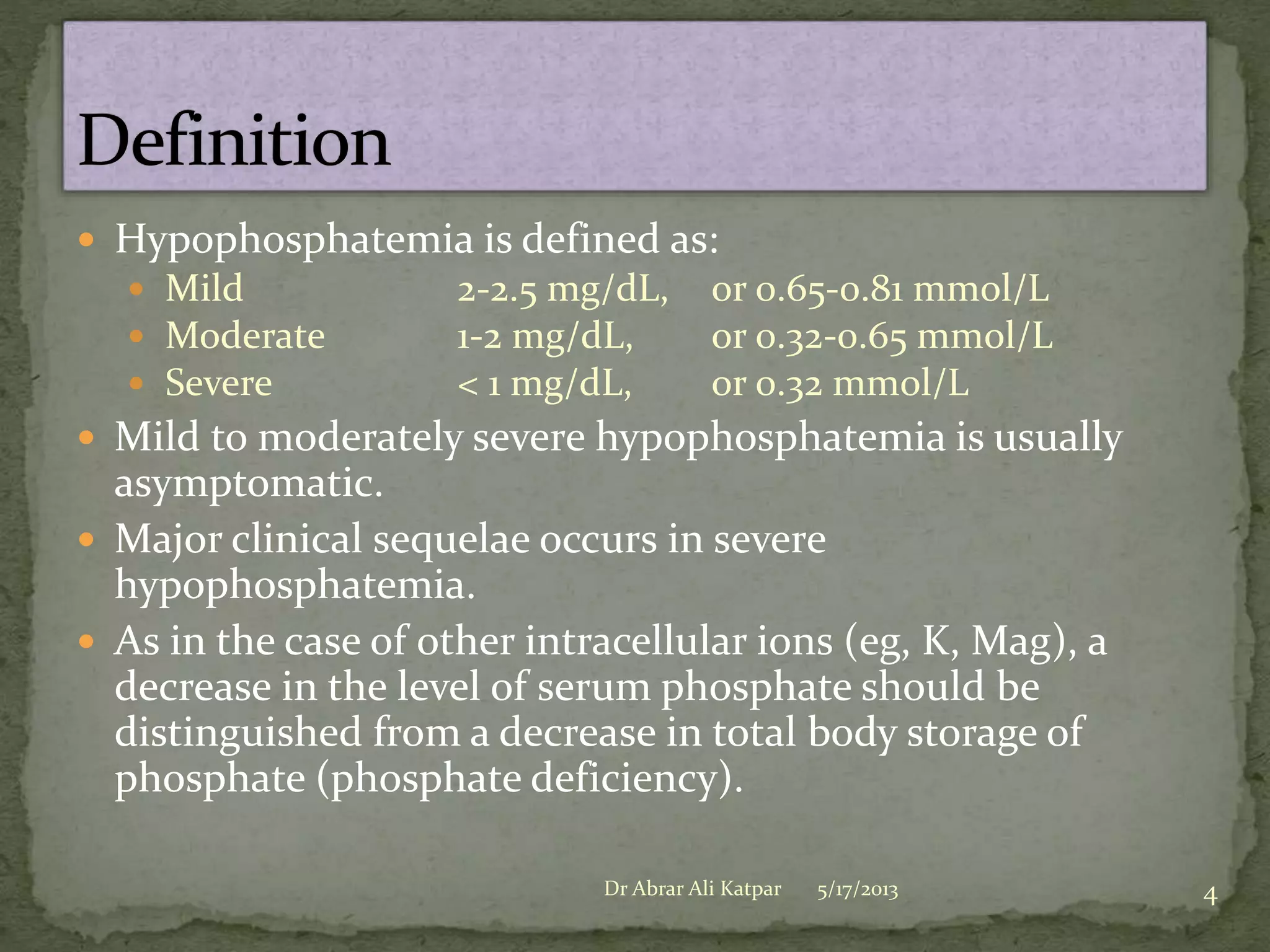 Hypophosphatemia | PPTX