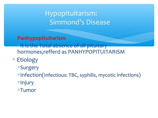 Hypopituitarism & hyperpituitarism Chemical Pathology | PPT | Hormonal ...