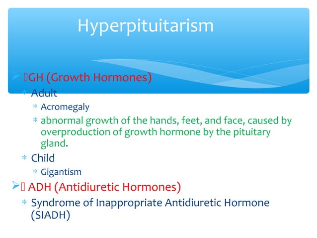 Hypopituitarism & hyperpituitarism Chemical Pathology | PPT | Hormonal ...