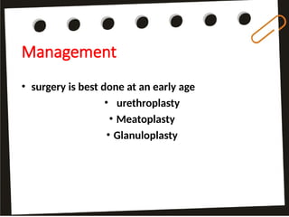 Hypospadias included topics are INCLUDED TOPIC IS DEFINITION, CAUSES ...