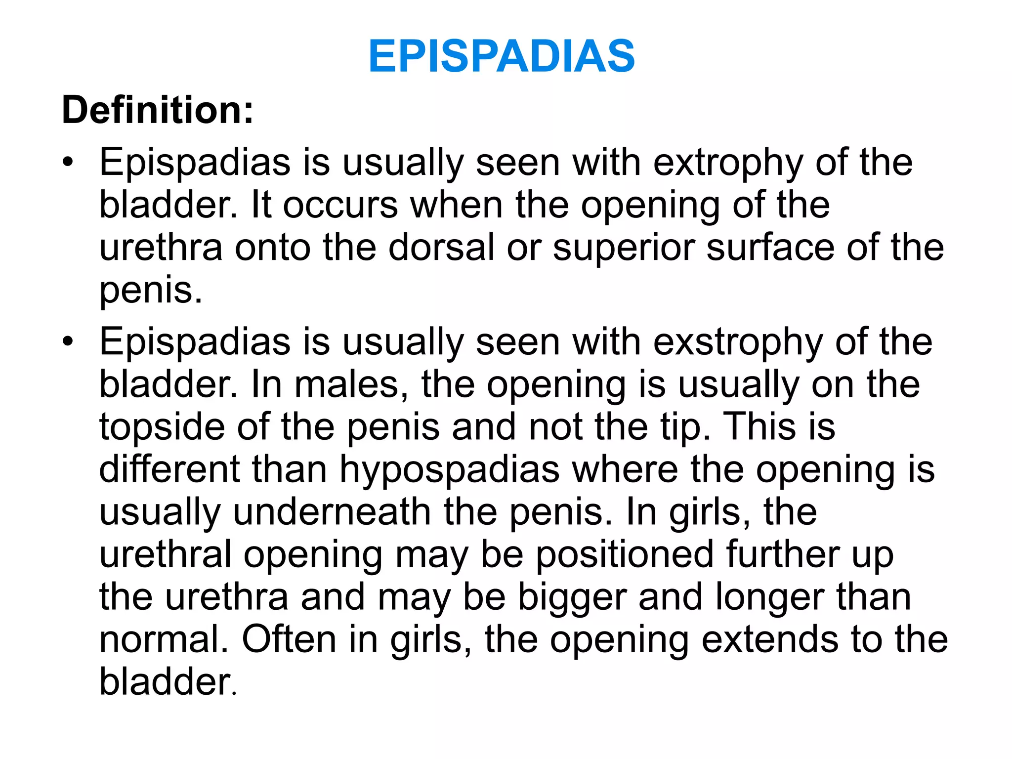 Nursing Management of Patient with Hypospadiasis & epispadias | PPT