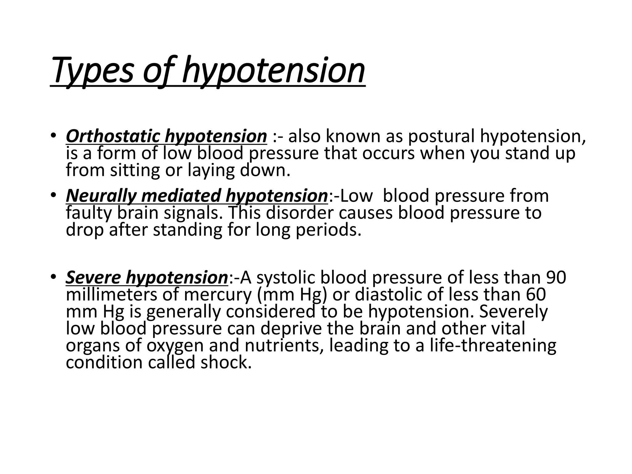 Hypotension - a basic level presentation | PPTX