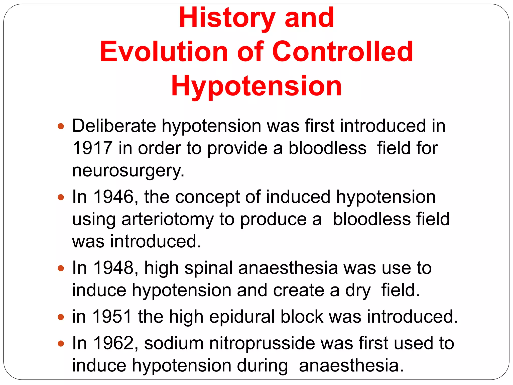 Hypotensive anesthesia | PPTX