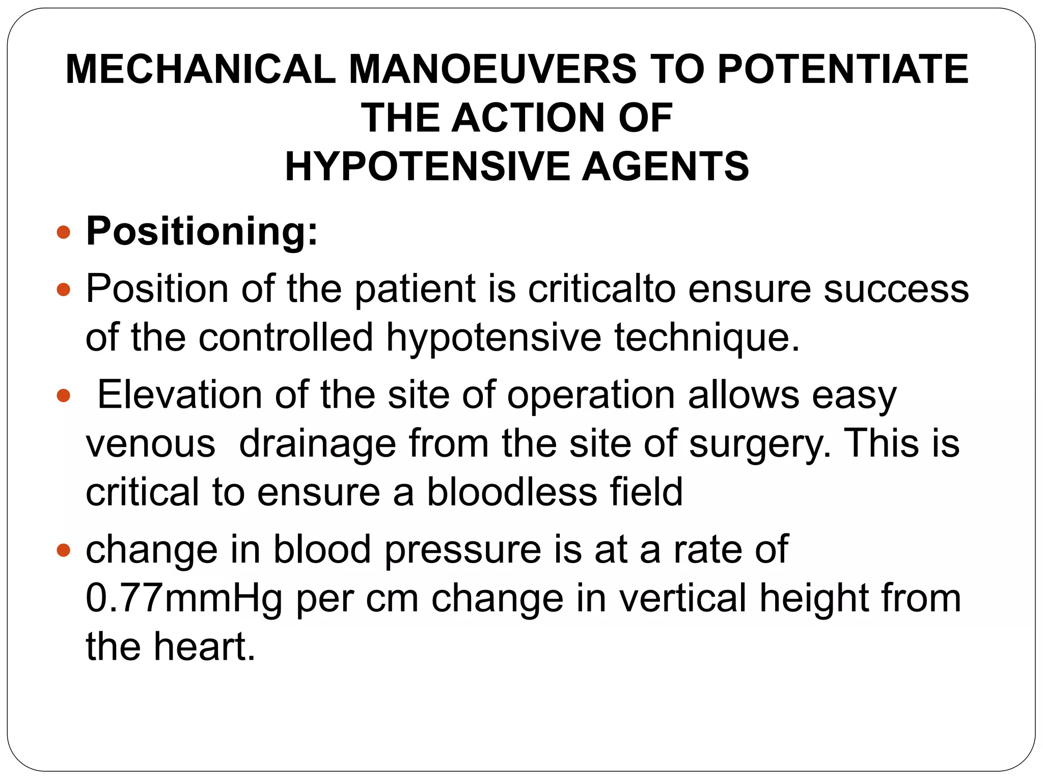 Hypotensive anesthesia | PPTX
