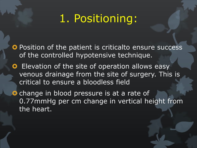 Hypotensive techniques | PPT | First Aid | Injuries
