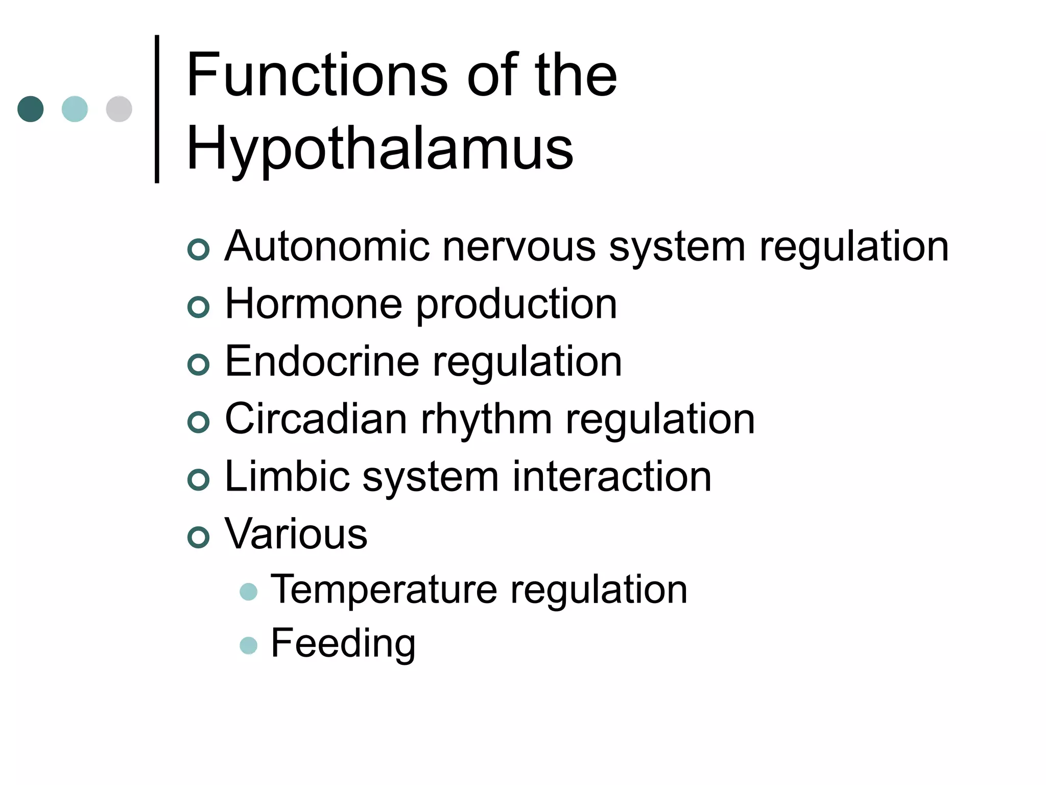 Hypothalamus.ppt | Endocrine and Metabolic Diseases | Diseases and ...