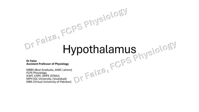 Hypothalamus, vegetative & behavioral functions, Clinical correlations ...