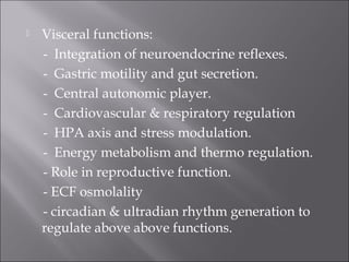 Hypothalamic regulation of visceral and brain functions | PPT