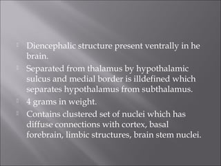 Hypothalamic regulation of visceral and brain functions | PPT
