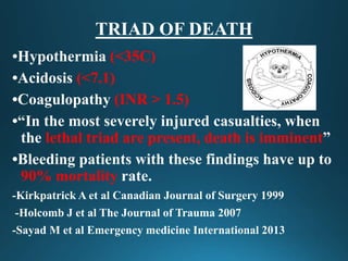 Hypothermia in Trauma Victims:- complication and its prevention | PPTX