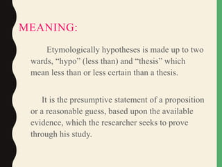 Hypotheses | PPT