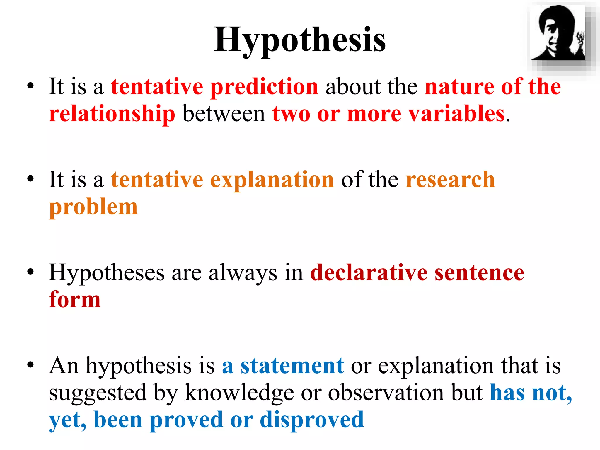 Hypotheses- Concept, Sources & Types | PPTX