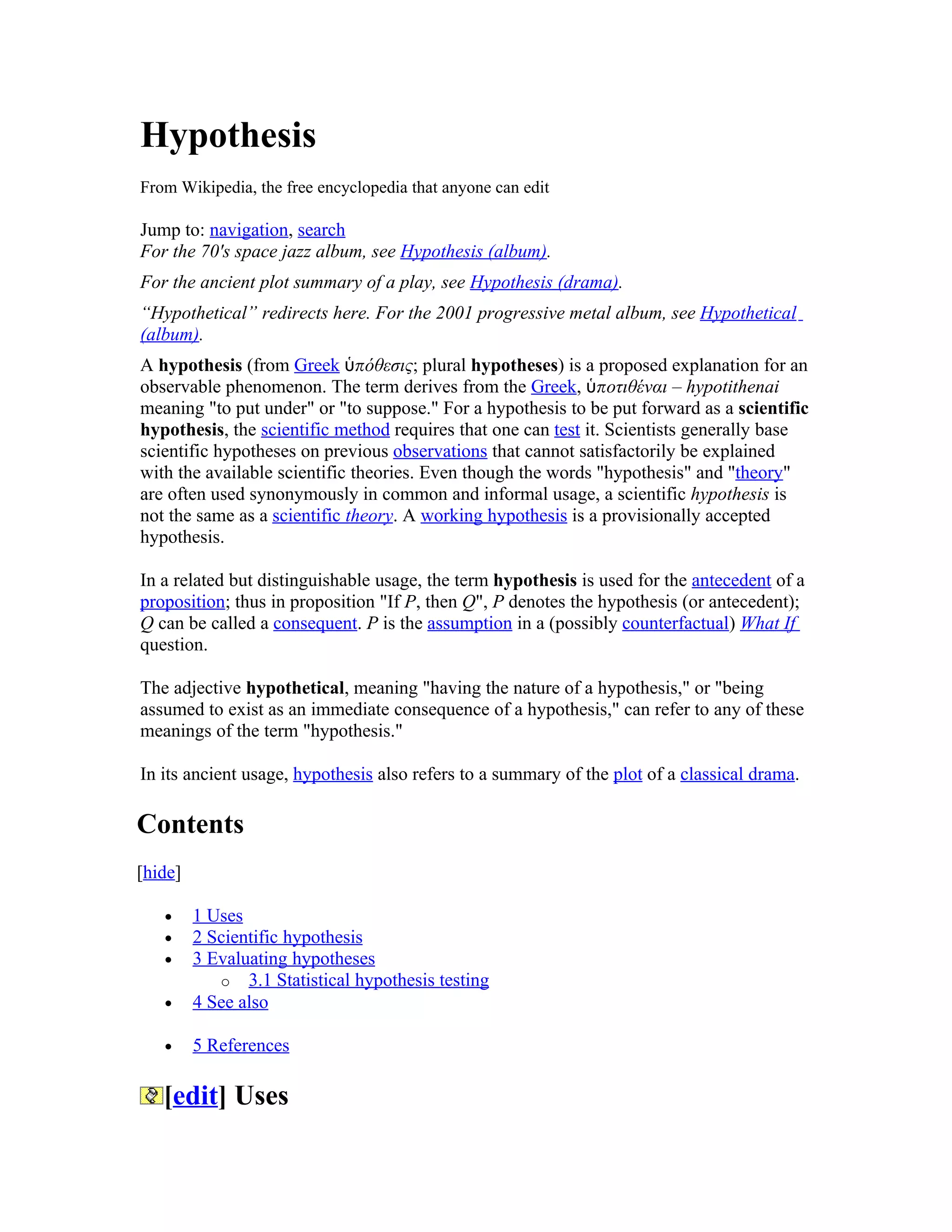Hypothesis | DOC | Physics | Science