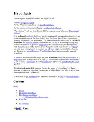 Hypothesis | DOC | Physics | Science